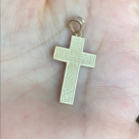 Element Shine | Jewelry | Solid Gold Lords Our Father Prayer Cross ...